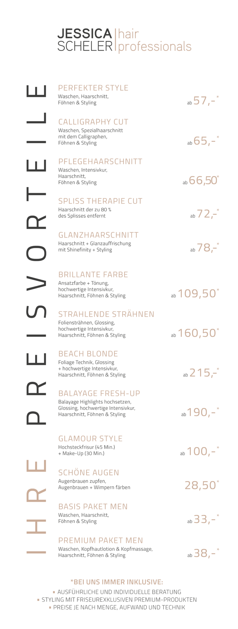Preise - Jessica Scheler - hair professionals - Essen